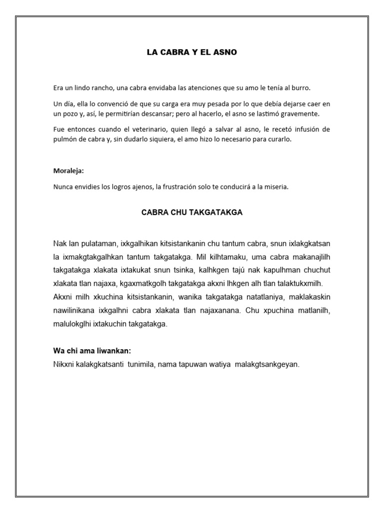 La Cabra y El Asno | PDF