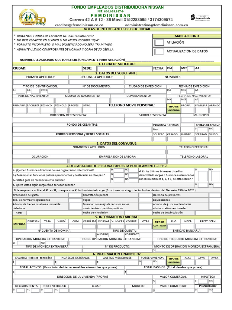 Formato de Solicitud Afiliacion y Actualizacion 20240402 Fe | PDF | Bancos | Ahorro