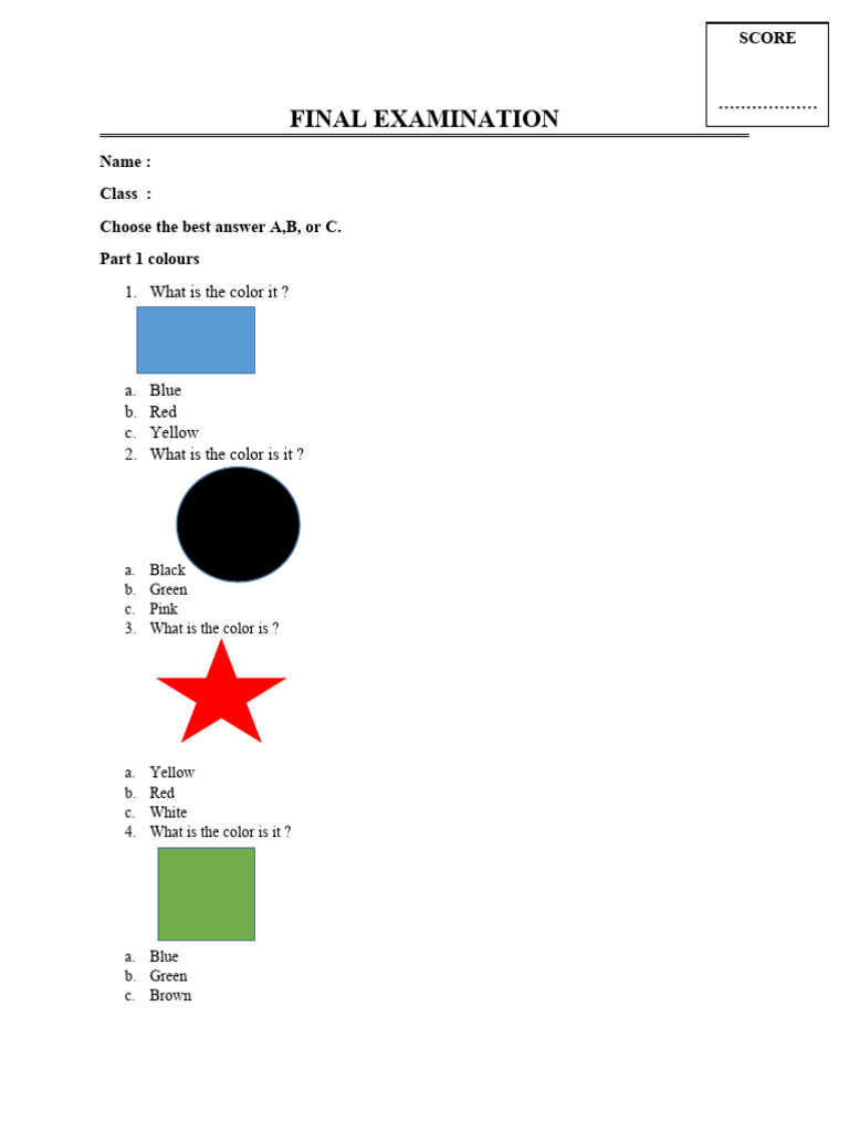 Final Examination First Grade | PDF