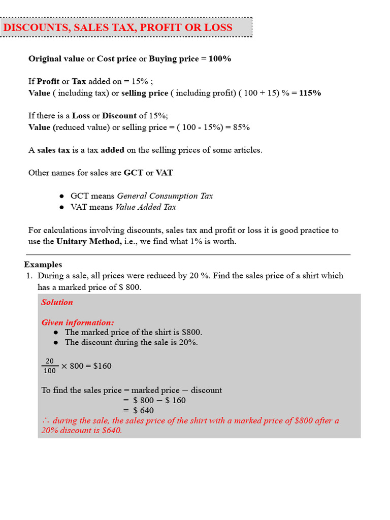 Consumer Arithmetic Pdf Prices Value Added Tax