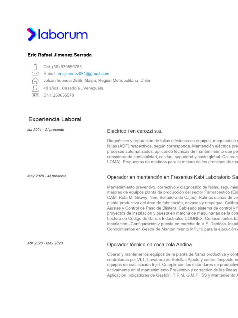 CV Eric Rafael Jimenez Serrada | PDF | Controlador lógico programable ...