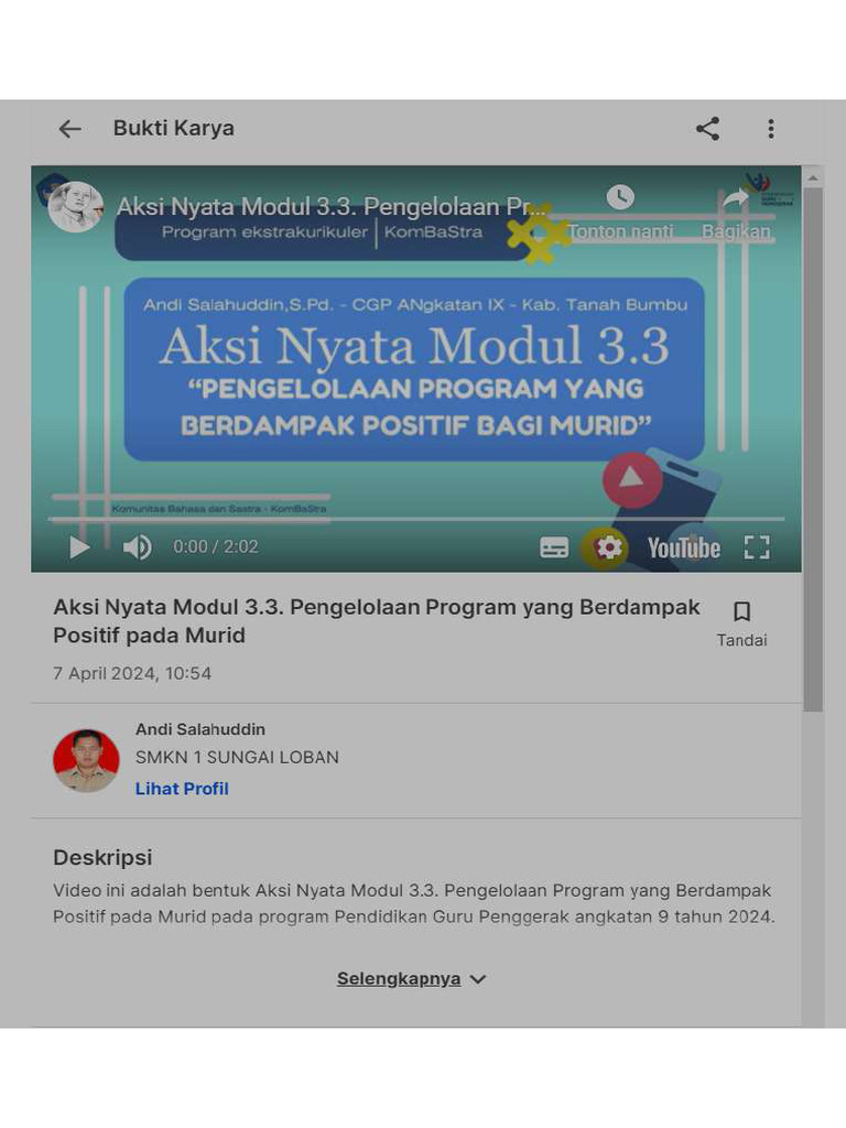 Screenshot Aksi Nyata Modul 3.3. Di PMM | PDF