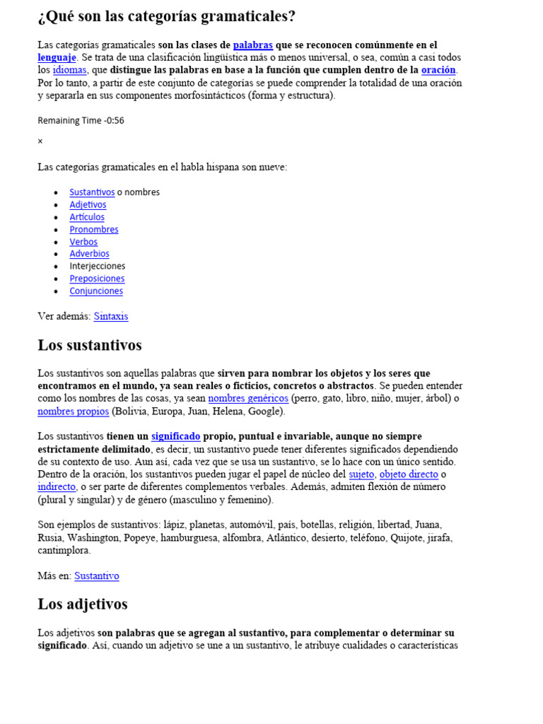 Qué Son Las Categorías Gramaticales | PDF | Adjetivo | Verbo
