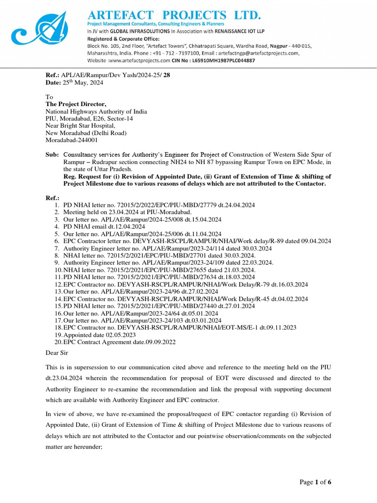 EOT Request for Rampur Project Delays | PDF