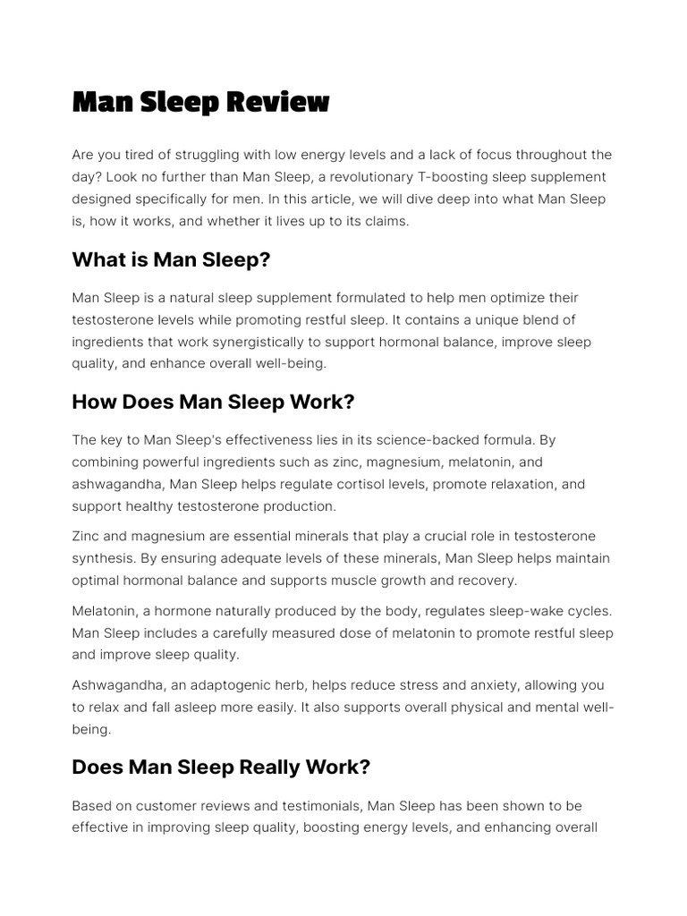 Man Sleep Review | PDF | Sleep | Relaxation (Psychology)