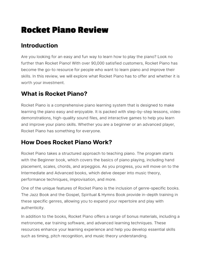 Rocket Piano Review | PDF | Piano | Learning