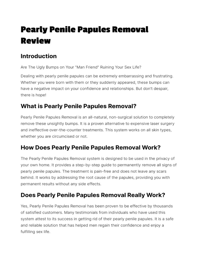 Pearly Penile Papules Removal Review | PDF