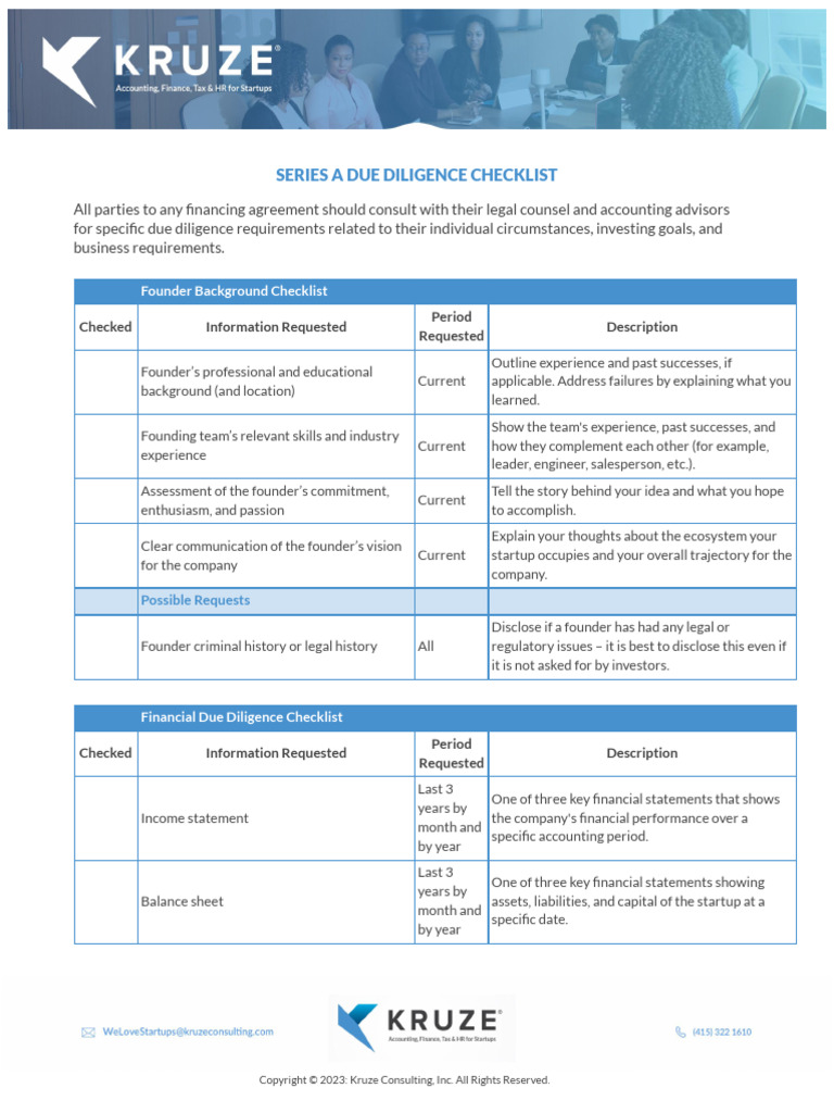 Series A Due Diligence Checklist | Download Free PDF | Intellectual ...