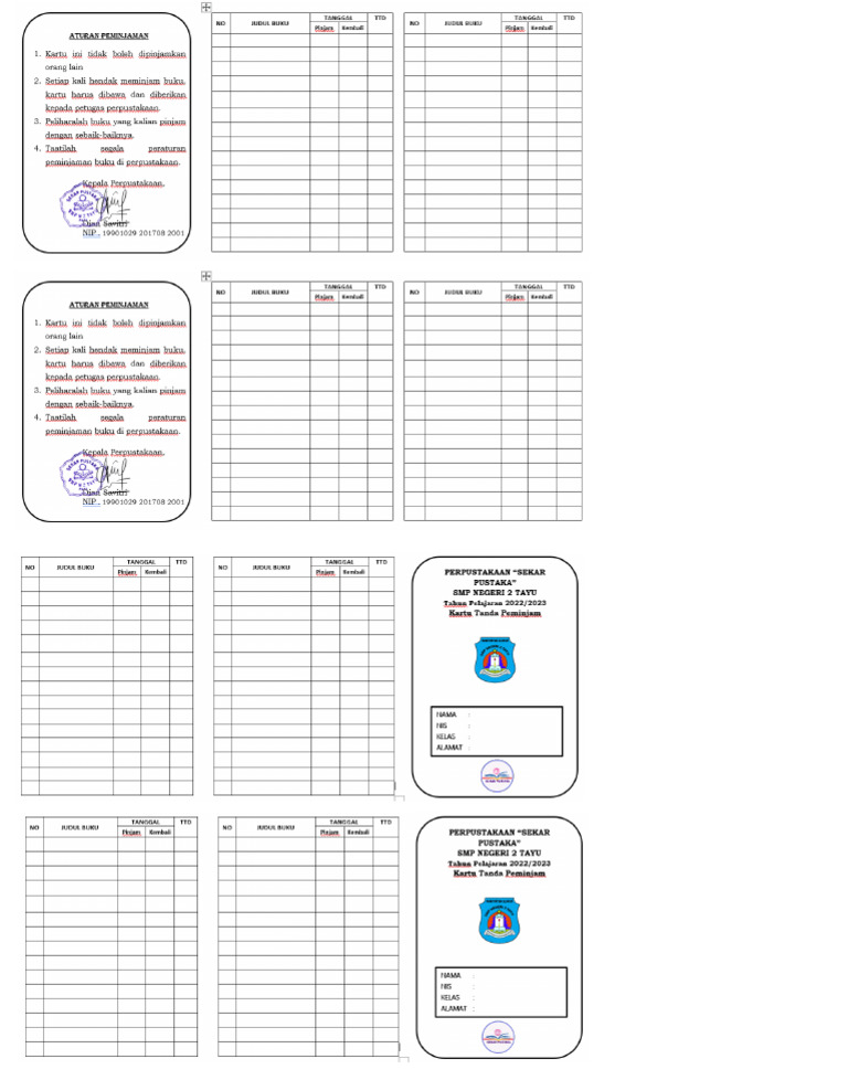 Kartu Perpus Print | PDF