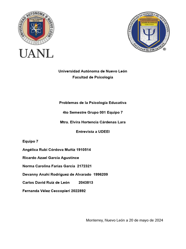 Entrevista A UDEI - PDPE - Equipo 7 | PDF | Inclusión (Educación ...