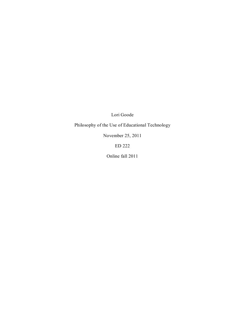 Philosophy of Tech Edu | PDF