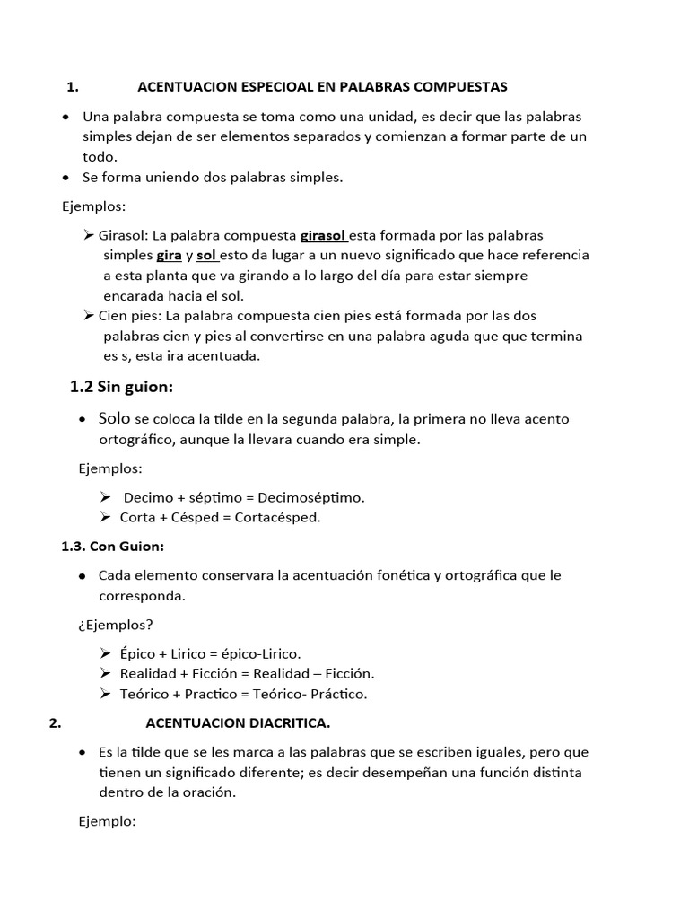 Acentuación Diacrítica en Palabras | PDF