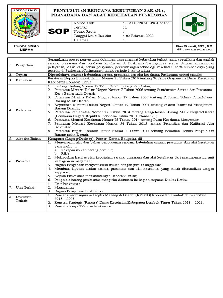1 - SOP Perencanaan SPA | PDF | Pengelolaan Keuangan & Uang