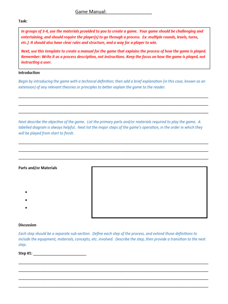 Game Manual Template Guide | PDF | Human Communication | Cognition