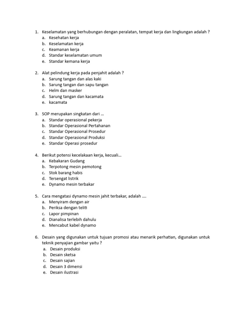 Soal Ujian Akhir Kelas Xii Tata Busana | PDF | Griya & Taman | Gaya Hidup