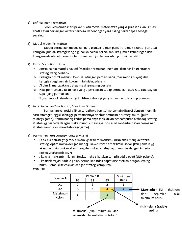Model dan Strategi dalam Teori Permainan | PDF
