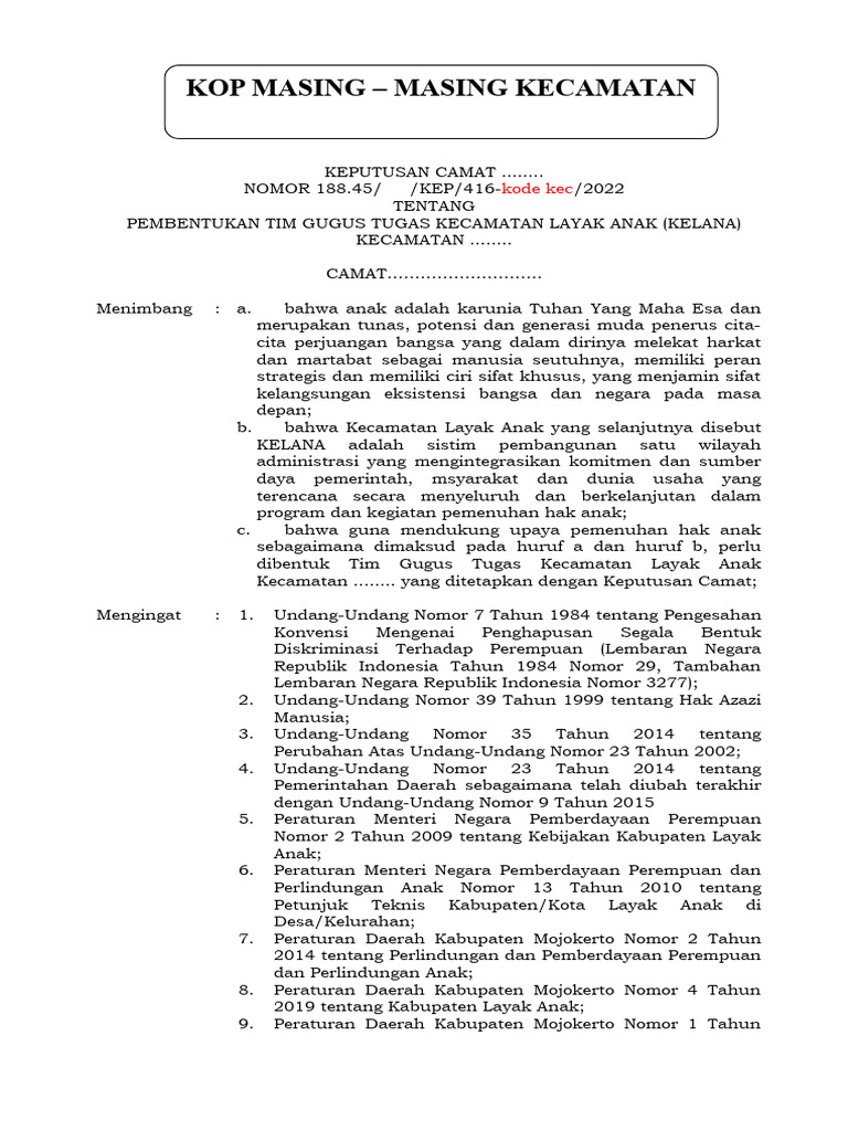 Contoh Format SK KELANA | PDF