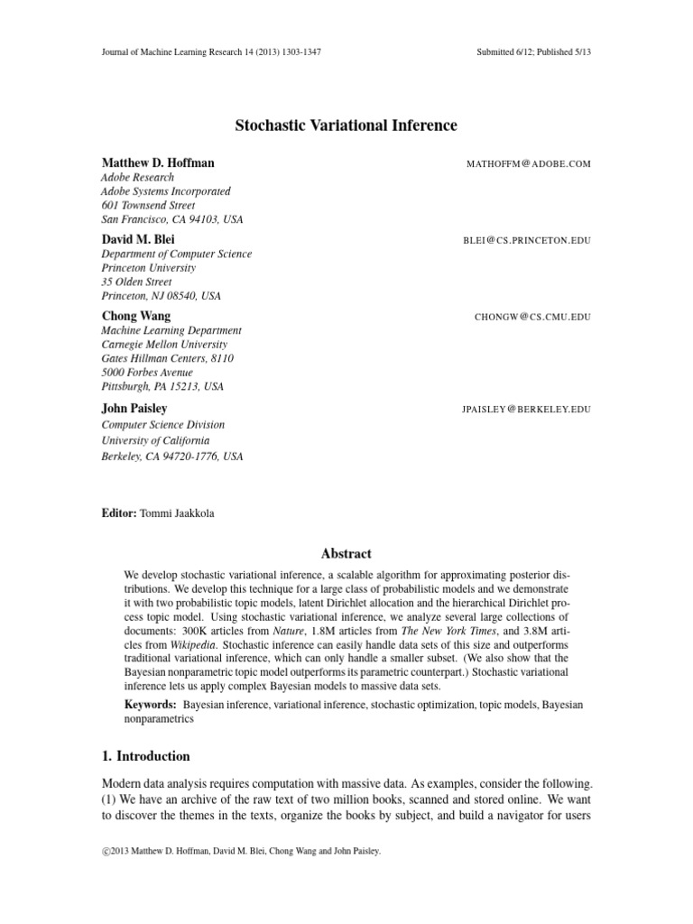 16.stochastic Variational Inference | PDF | Statistical Inference | Bayesian Network