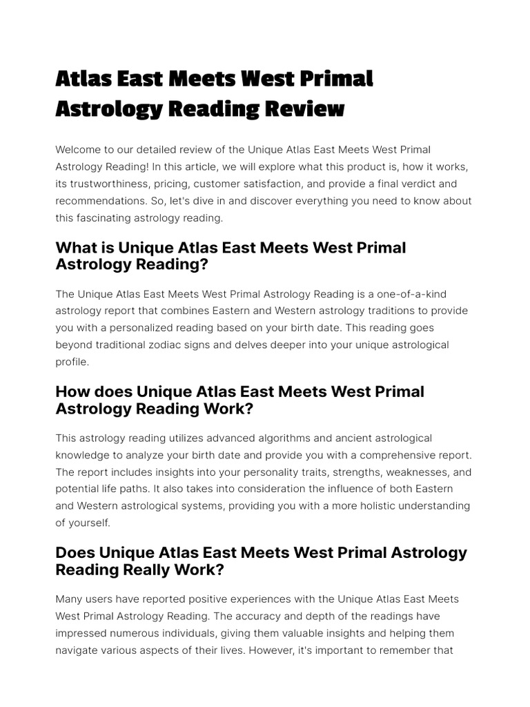 Atlas East Meets West Primal Astrology Reading Review | PDF | Astrology ...
