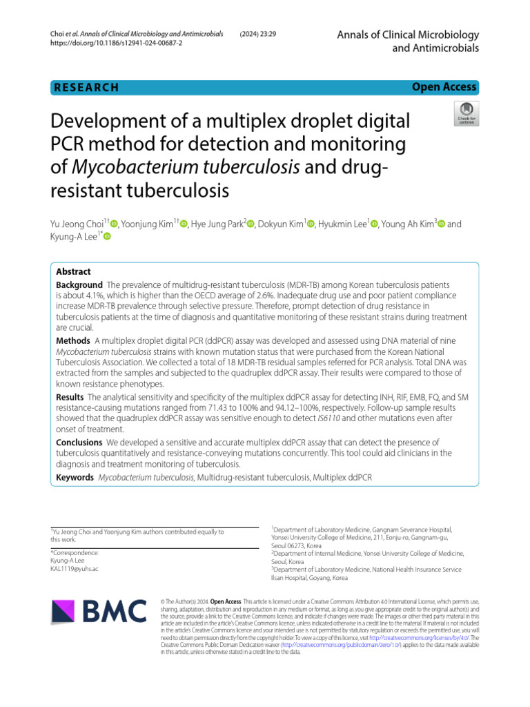 Development of A Multiplex Droplet Digital PCR Method For Detection and Monitoring of ...