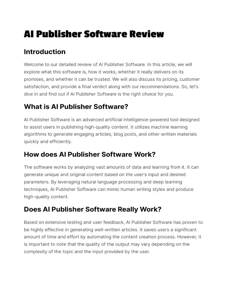 AI Publisher Software Review and Insights | PDF | Artificial ...