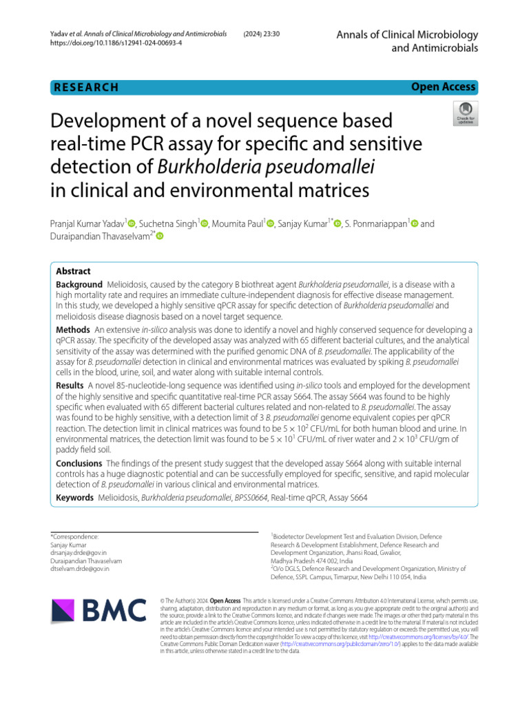 Development Of A Novel Sequence Based Real Time Pcr Assay For Specific And Sensitive Detection