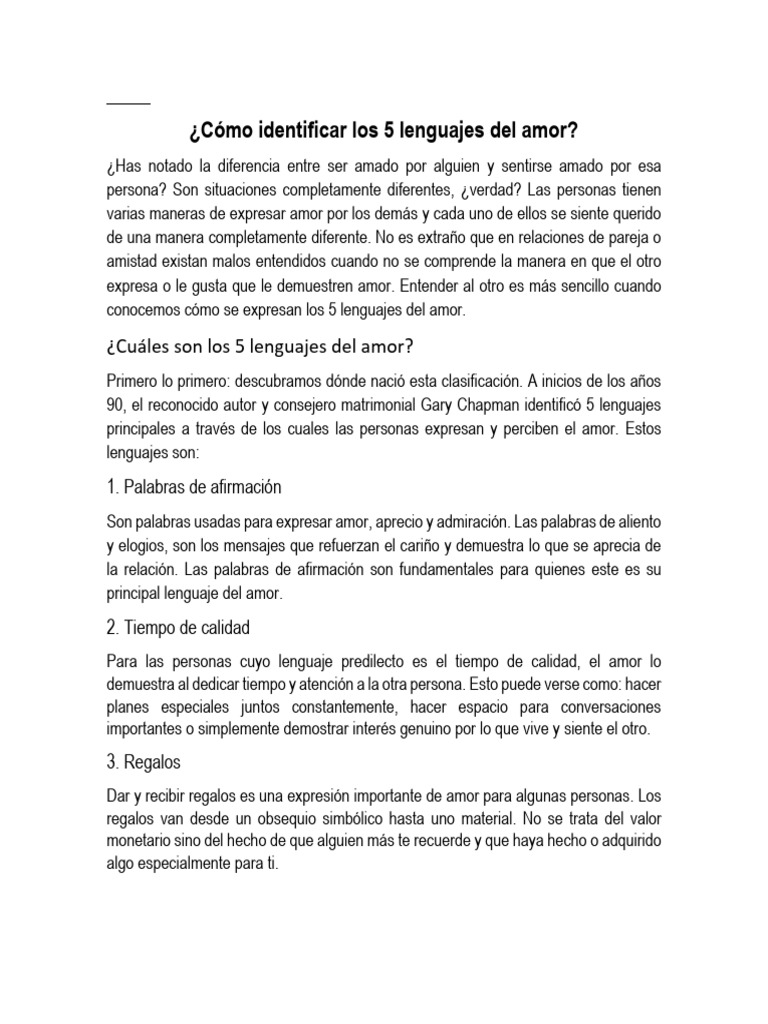 How To Identify The 5 Love Languages | PDF | Amor | Fruto Del Espiritu ...