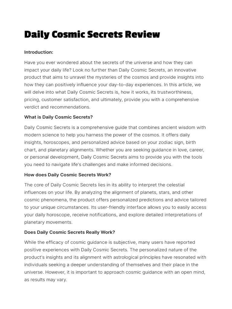 Daily Cosmic Secrets Review | PDF | Horoscope | Astrology