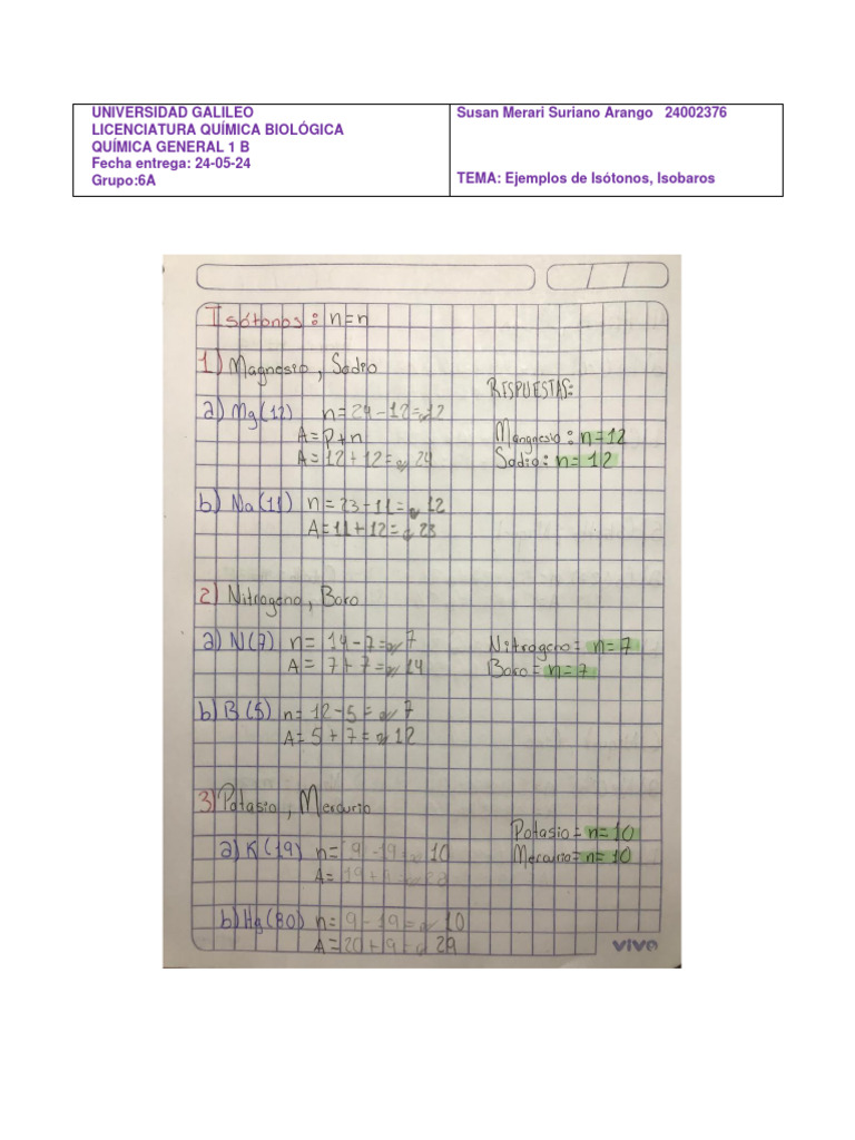 Ejemplos de Isótonos e Isobaros | PDF