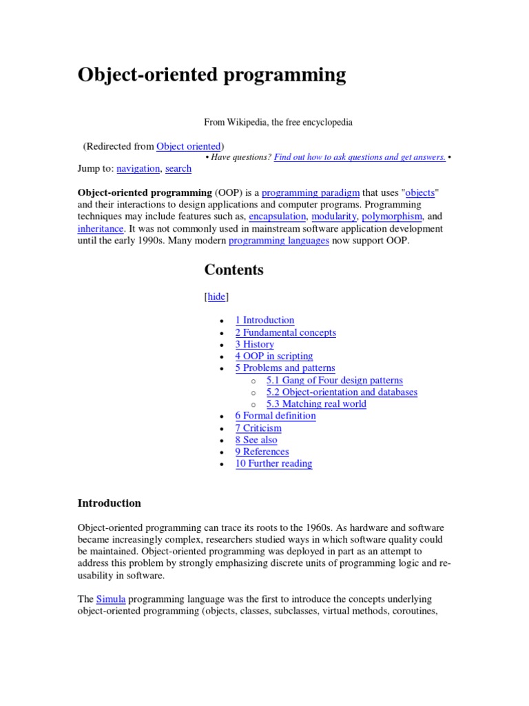 Object Oriented Programming | PDF