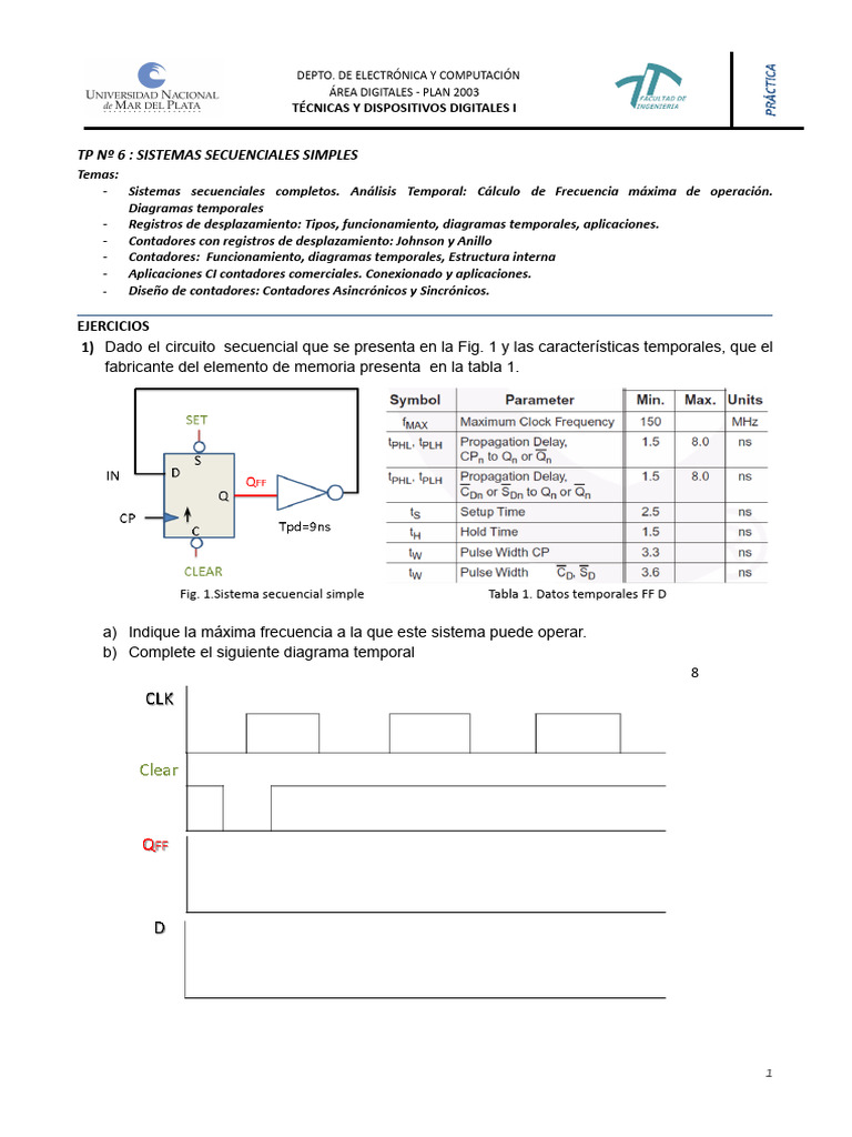 TP #6: Sistemas Secuenciales Simples | PDF | Ingeniería Electrónica | Diseño electronico