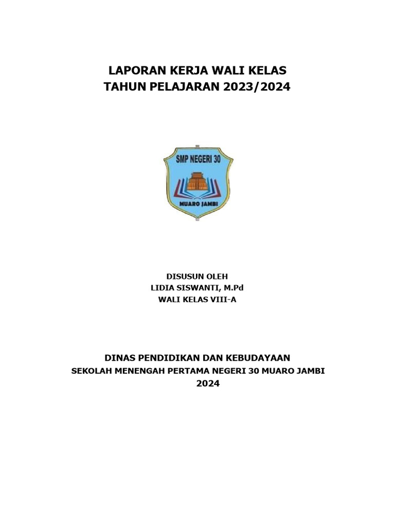 Laporan Kerja Wali Kelas 8a Genap | PDF