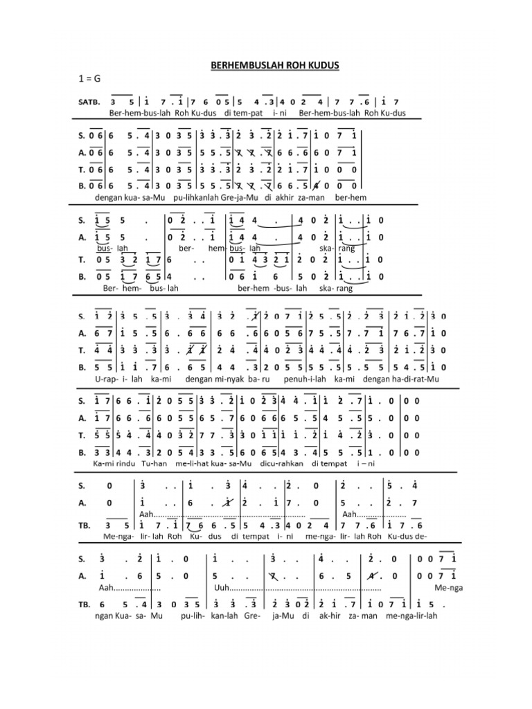 Berhembuslah Roh Kudus SATB | PDF
