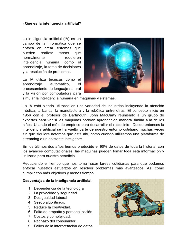Qué Es La Inteligencia Artificial Pdf Inteligencia Artificial