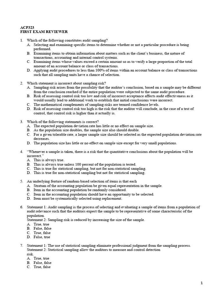 First Exam Msa 1 Reviewer | PDF | Auditor's Report | Audit