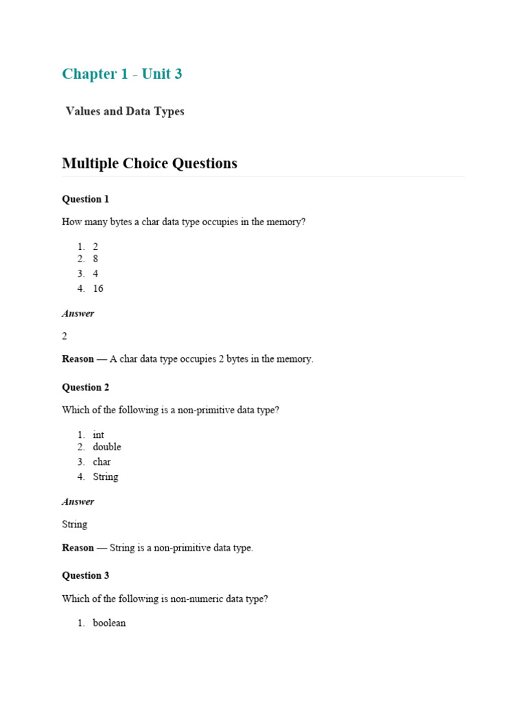 Unit 3 | PDF | Data Type | Boolean Data Type Unit 3 | PDF | Data Type | Boolean Data Type