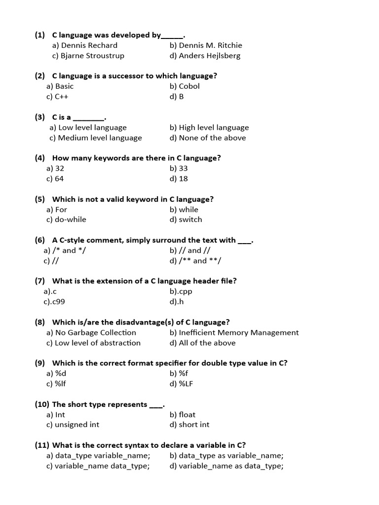 Question For C Programing Rajesh | PDF | Pointer (Computer Programming ...