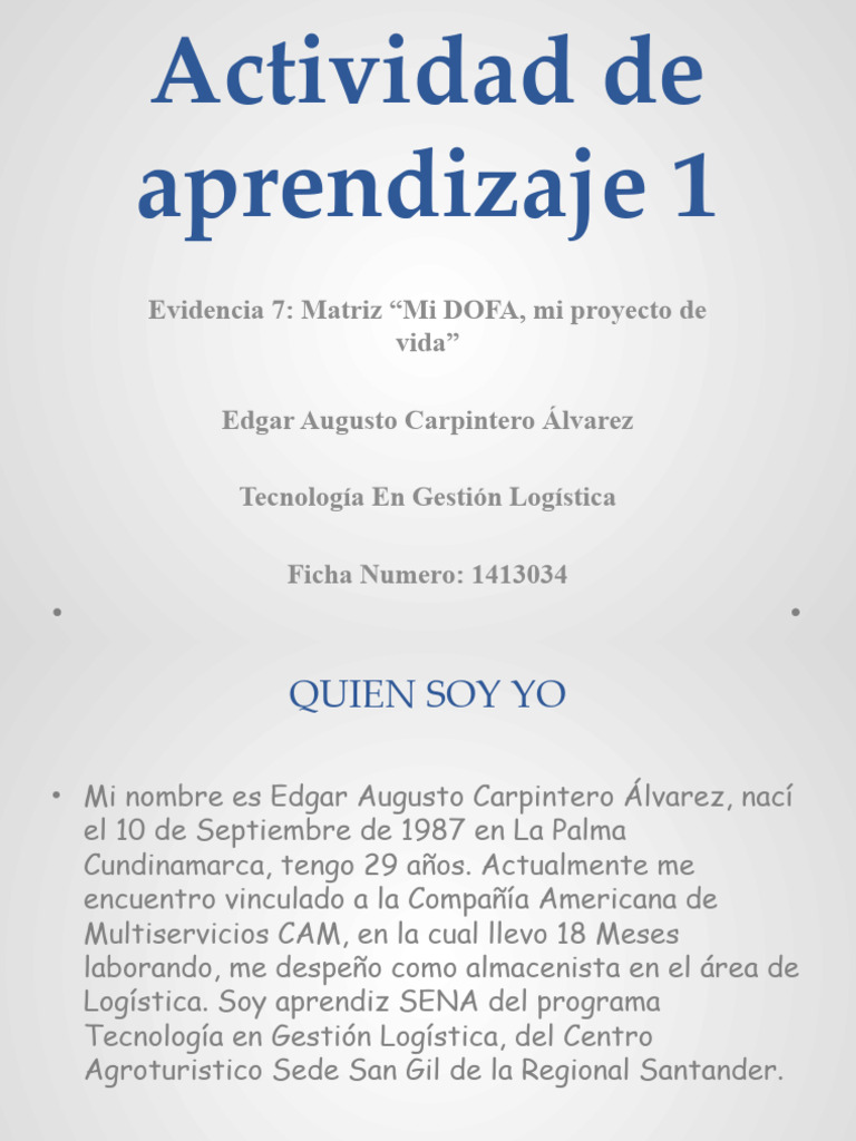 Actividad de Aprendizaje 1 - Evidencia 7 | PDF | Logística