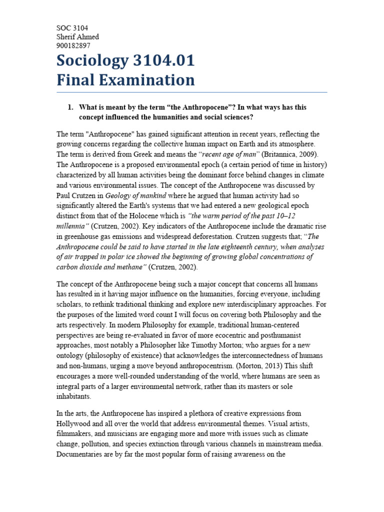 Understanding the Anthropocene's Impact | PDF | Anthropocene | Human ...