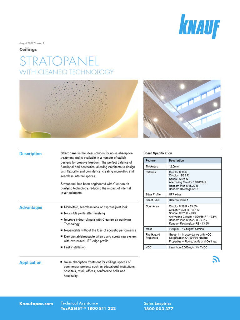 KNA Stratopanel PDS FINAL | PDF | Volatile Organic Compound | Drywall
