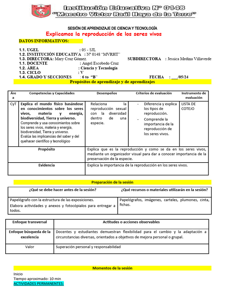 6º Dia 4 CT Explicamos La Reproduccion de Los Seres Vivos | PDF ...
