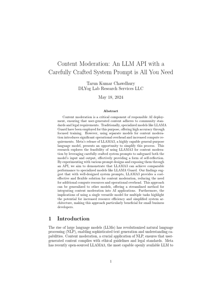 Llama3 Content Moderation v1 | PDF | Computing | Artificial Intelligence