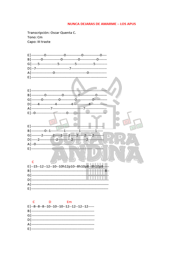 Nunca Dejaras de Amarme Los Apus Del Peru | PDF