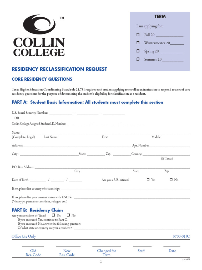Residency Reclassification Request 2019 New | PDF | Notary Public | Justice