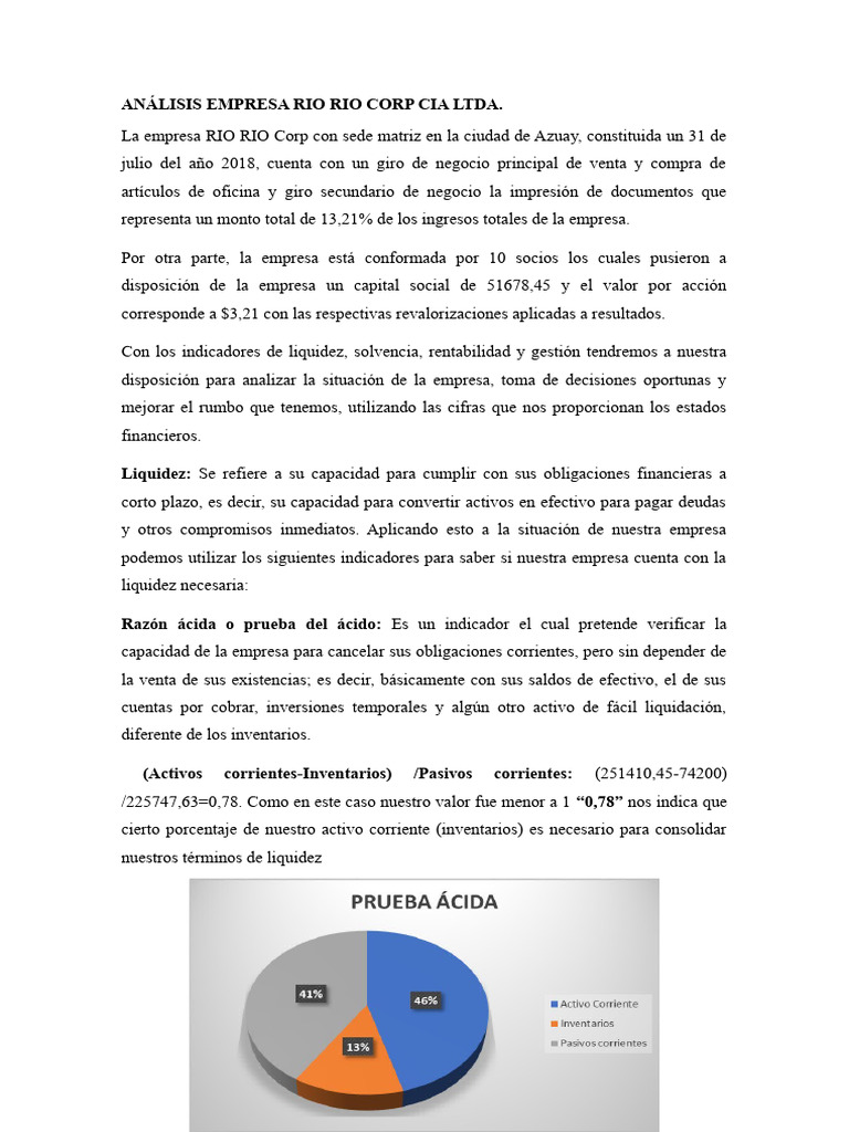Análisis Financiero Emp Rio Rio Corp | PDF | Business | Liquidez de mercado