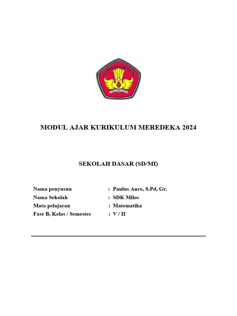 Modul Ajar Matematika PMM 2024 | PDF