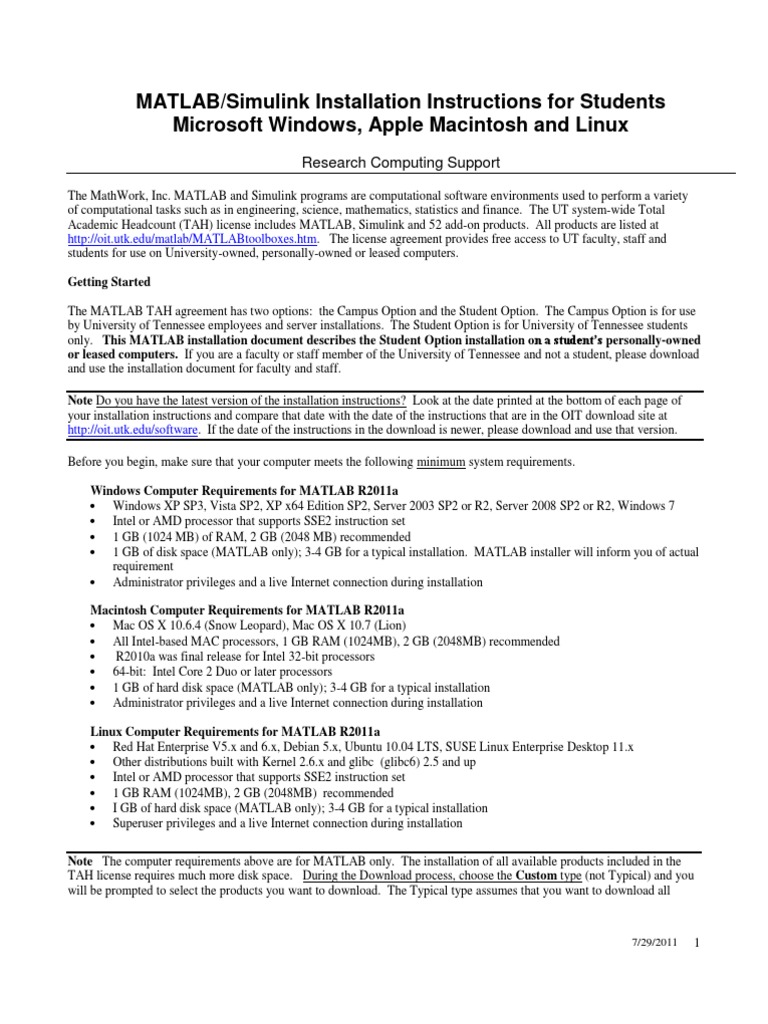 Matlab Installation For Professors | PDF | Installation (Computer Programs) | Matlab