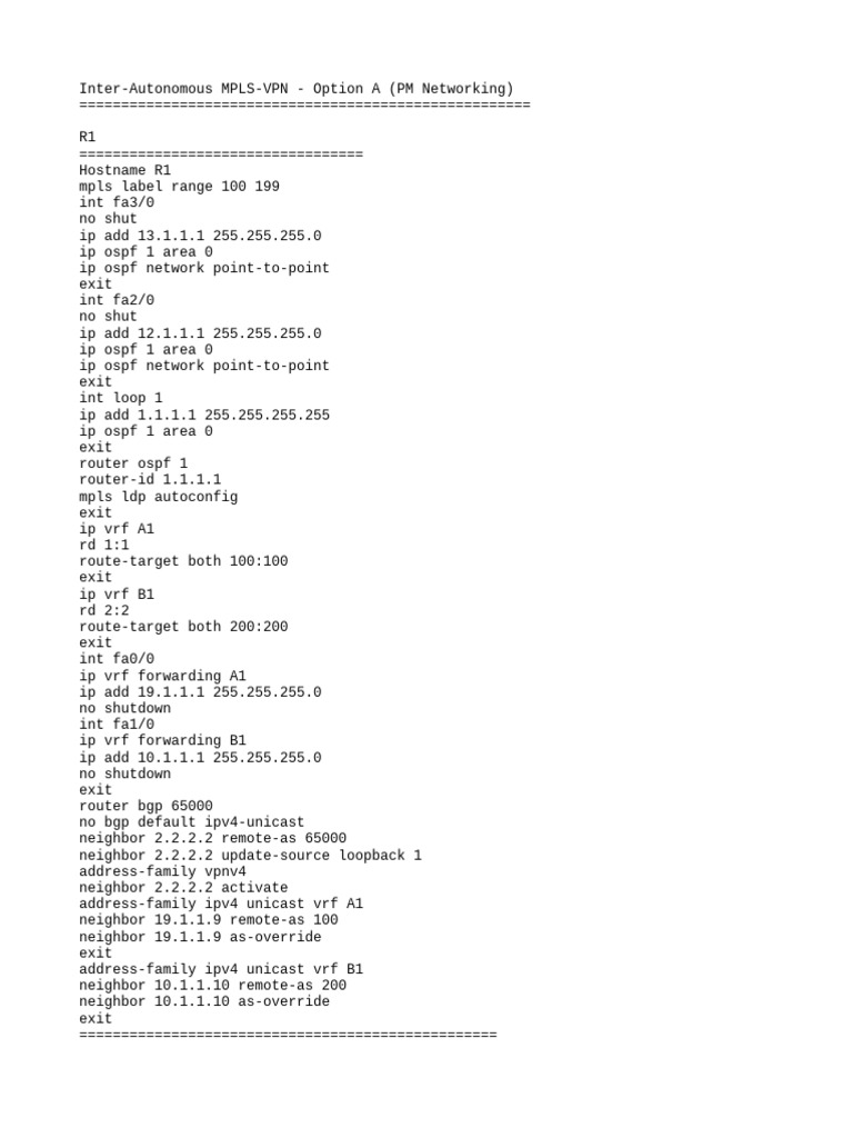 Inter-Autonomous MPLS-VPN - Option | PDF | Networking | Multiprotocol Label Switching
