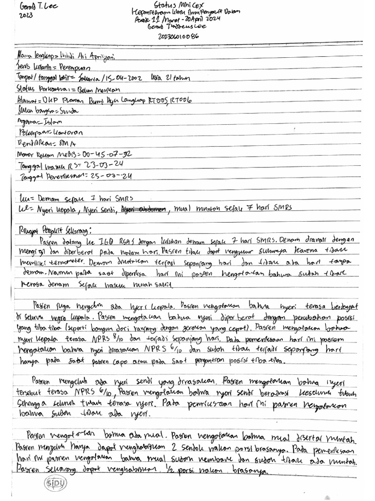 Status Mini Cex Gerard 202306010086 | PDF