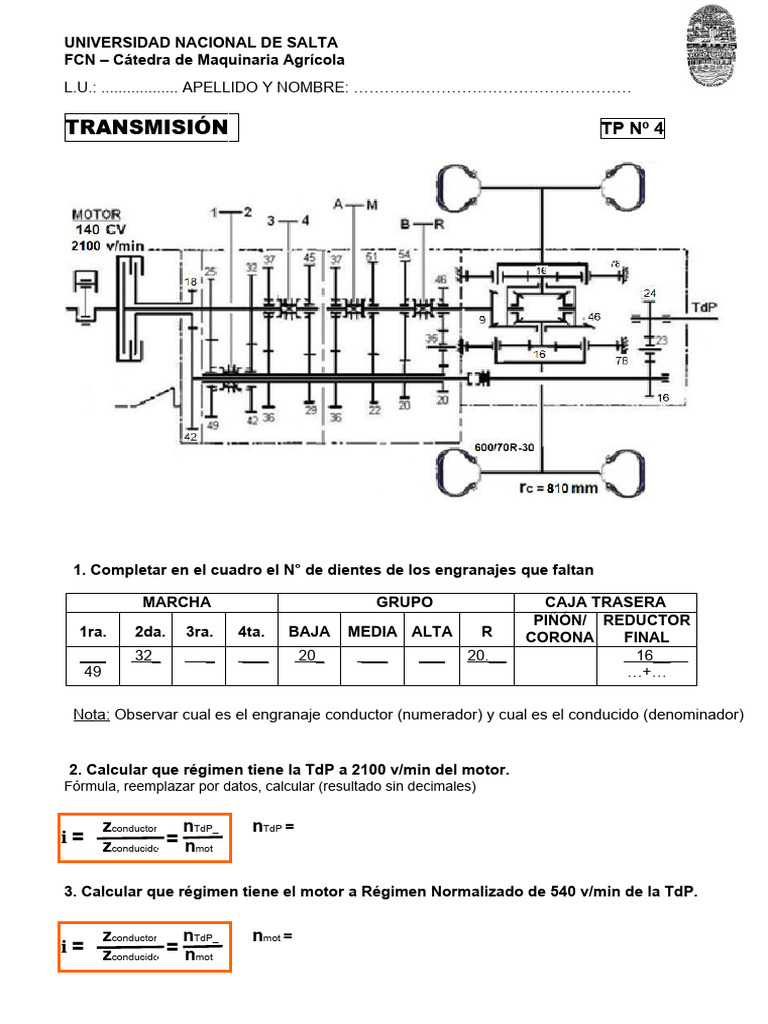 TP N°3-Transmisión | PDF | Bienes manufacturados | Vehículos terrestres